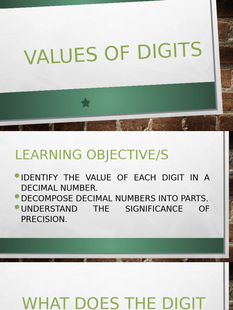 Values of Digits | PDF