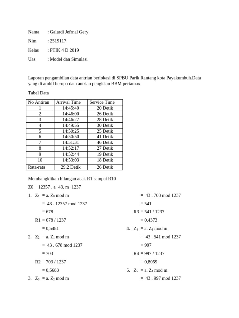 GALARDI JEFRINAL GERY UAS Modela Dan Simulasi Galardi Jefrinal Gery 2519117 | PDF