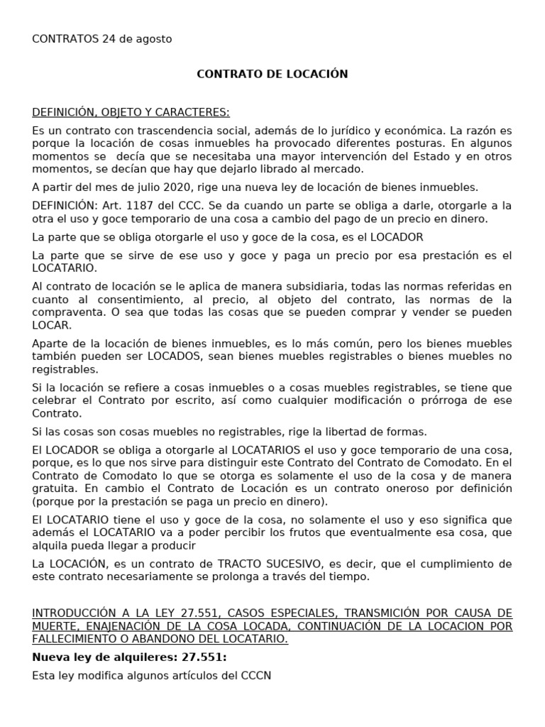 Contrato de Locación LOCACION | PDF | Derecho privado | Ley común
