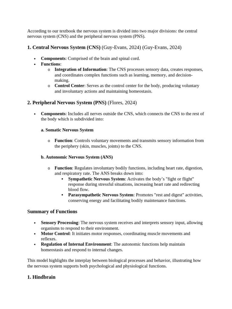 According To Our Textbook The Nervous System Is Divided Into Two Major ...