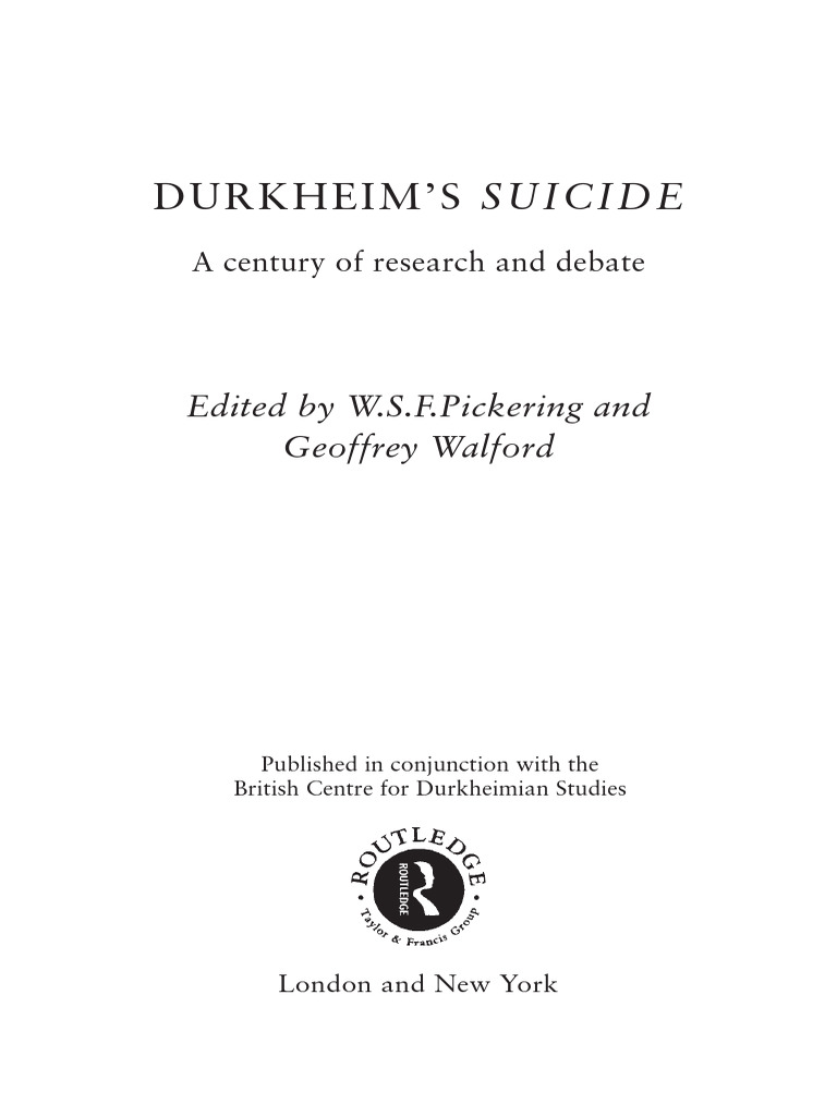 Luigi Tomasi - Durkheims Theory of Suicide | PDF | Émile Durkheim ...