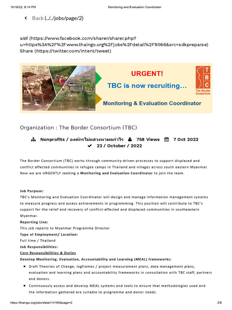 Monitoring and Evaluation Coordinator | PDF | Geographic Information ...