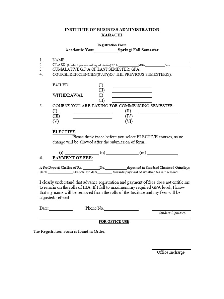 IBA Karachi Registration Form Guide | PDF