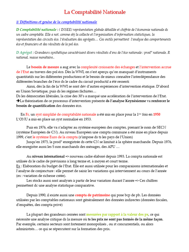 Comprendre la comptabilité nationale | PDF | Comptabilité nationale ...