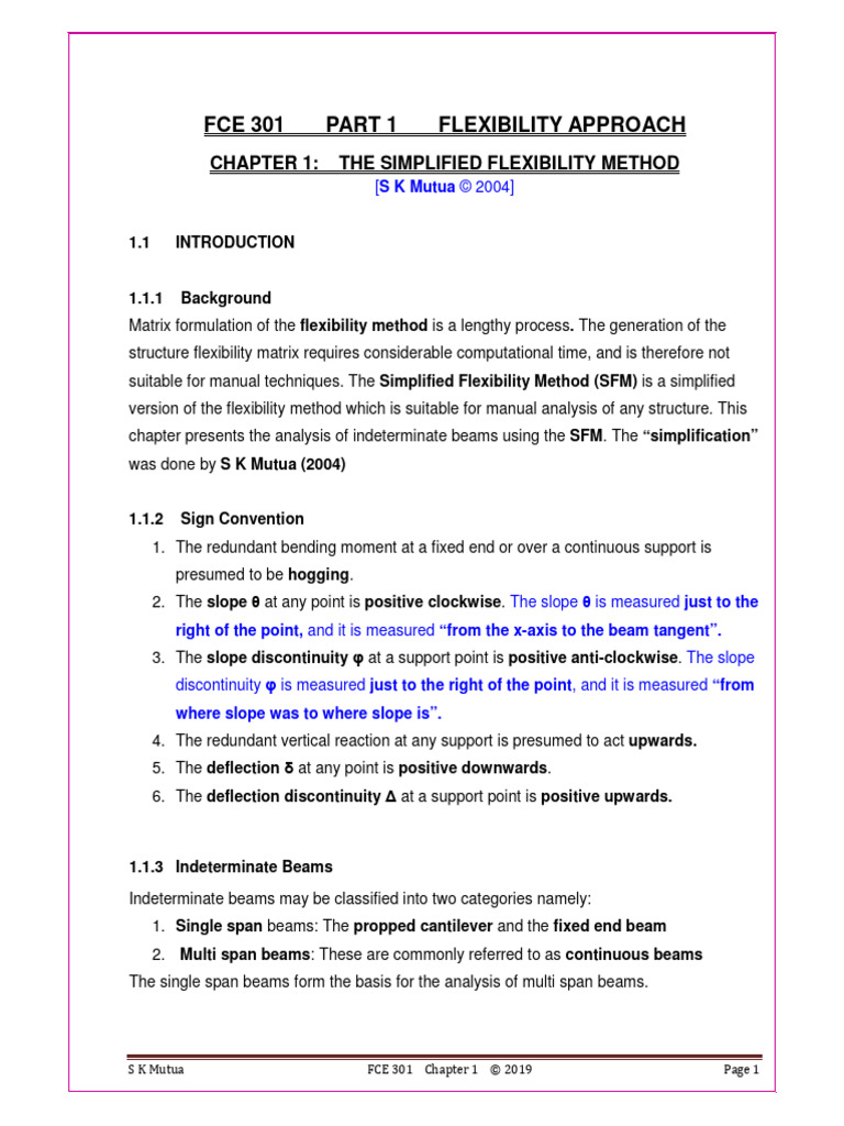 301 Chap 1 THE SIMPLIFIED FLEXIBILITY METHOD | PDF | Slope | Beam ...