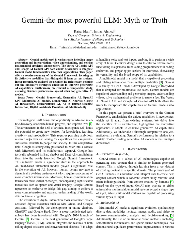 Google Gemini: A Multimodal AI Overview | PDF | Artificial Intelligence ...