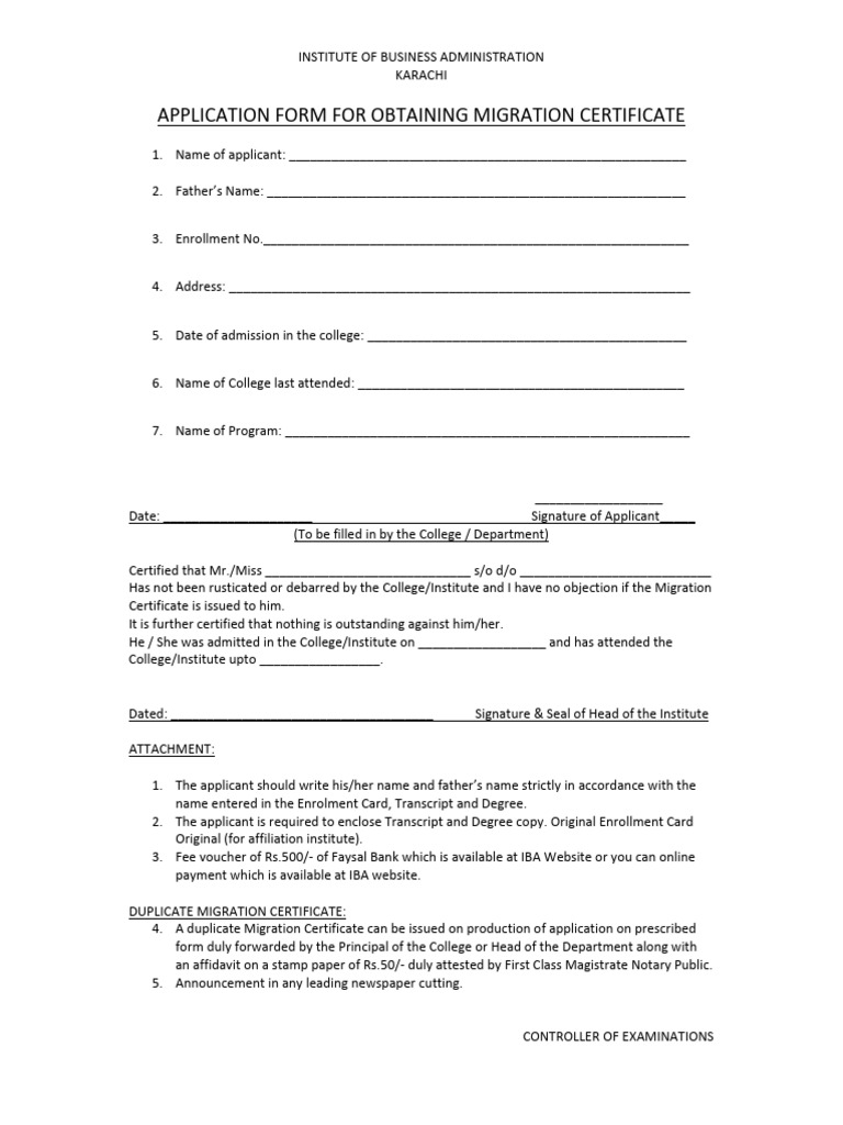 Migration Certificate | PDF