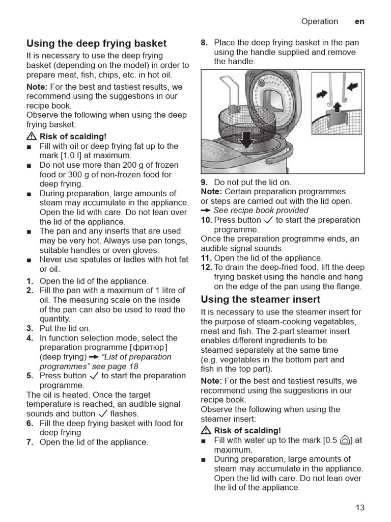 Deep Frying and Steaming Instructions | PDF | Foods | Food And Drink ...