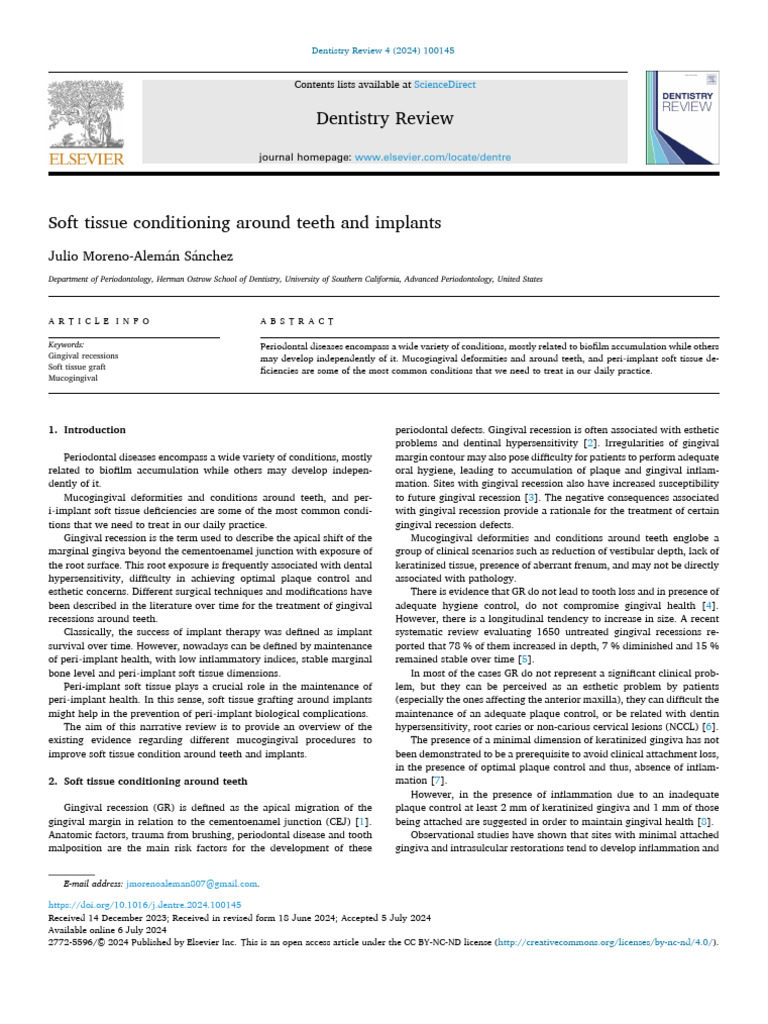 Soft Tissue Conditioning Around Teeth and Implants | PDF ...