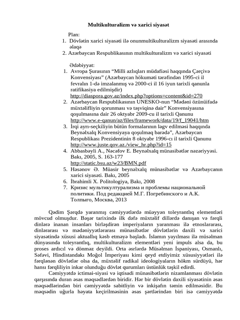 Multikulturalizm VƏ Xarici Siyasət | PDF