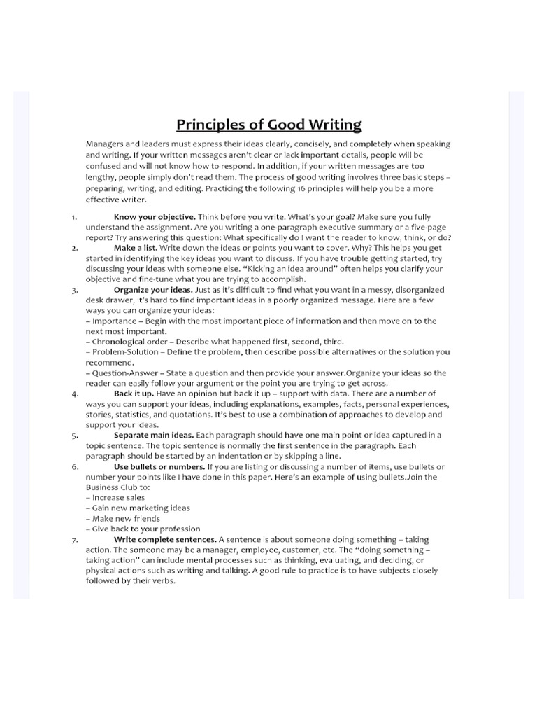 Principles of Writing | PDF