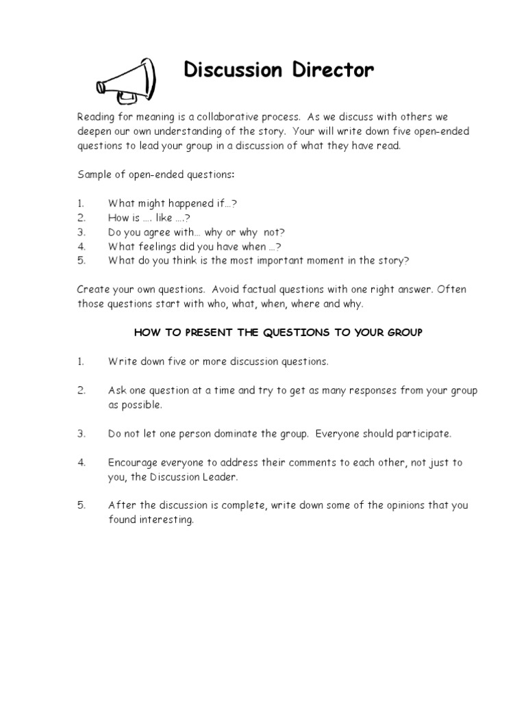 Lit Circle Discussion Director | PDF