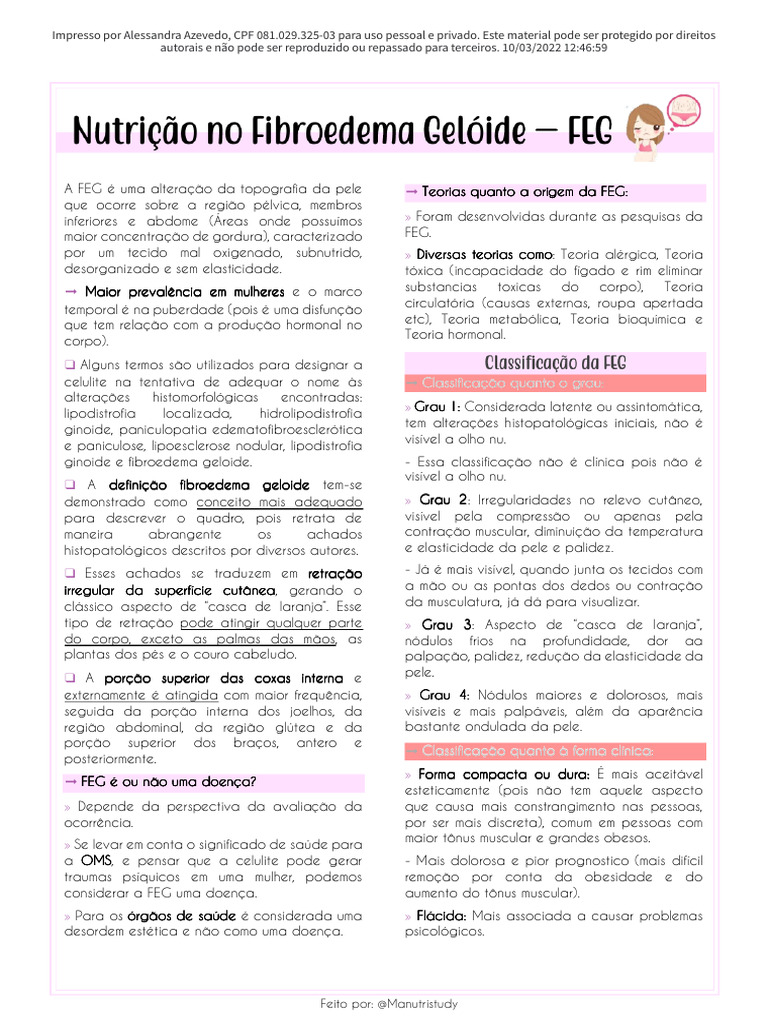Nutrição no Fibroedema Gelóide | PDF | Inflamação | Obesidade
