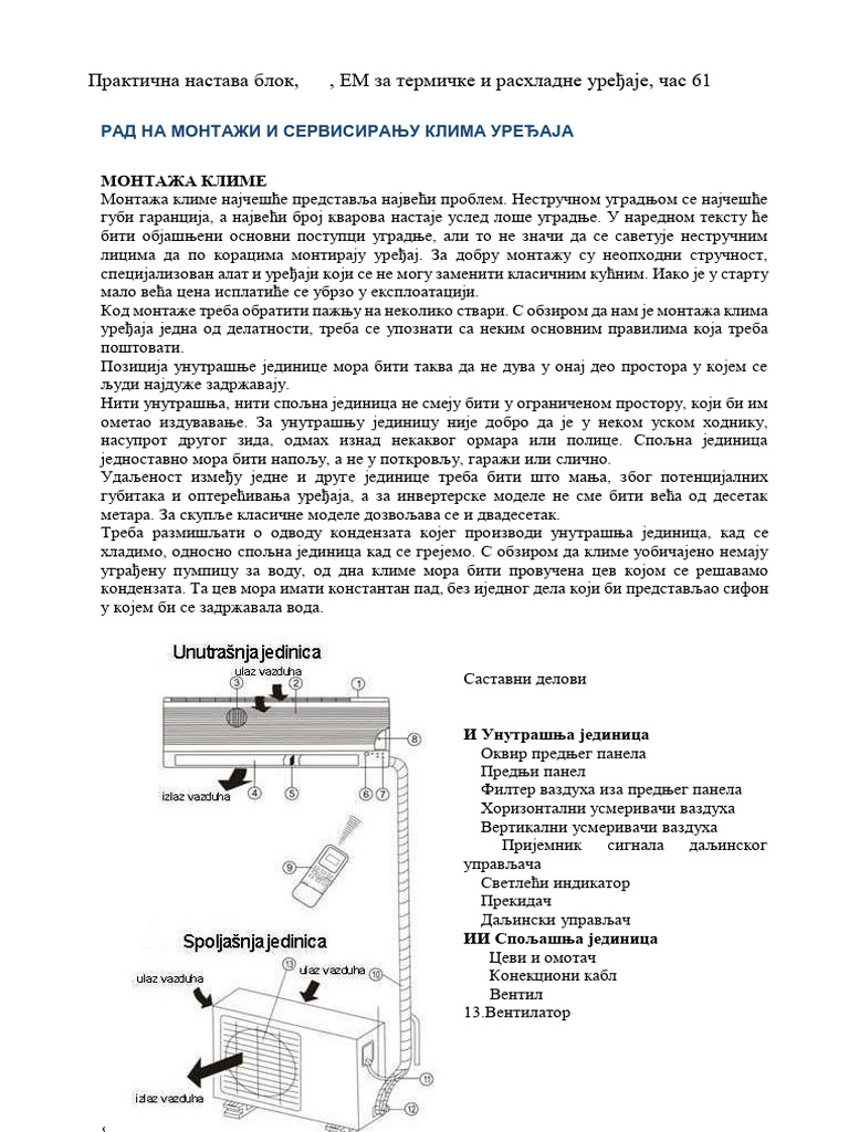 Prakticna Nastava - 36 - 1 Emtr Blok Montaza Klime | PDF