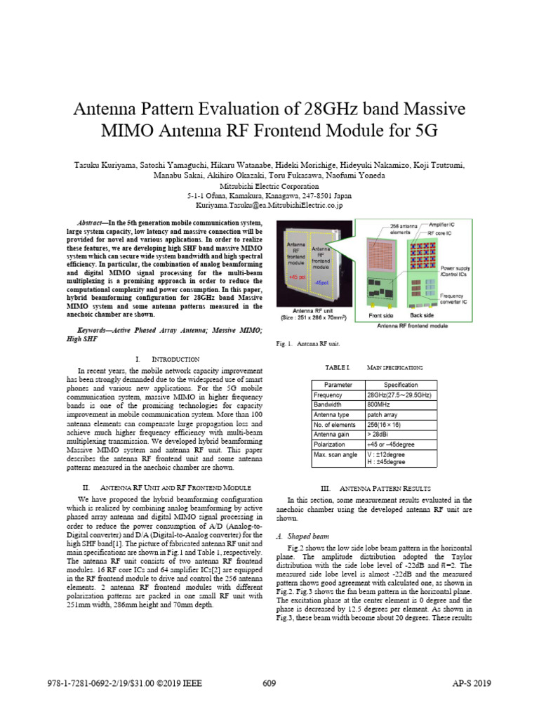 28GHz Massive MIMO Antenna Evaluation | PDF | Antenna (Radio) | Mimo