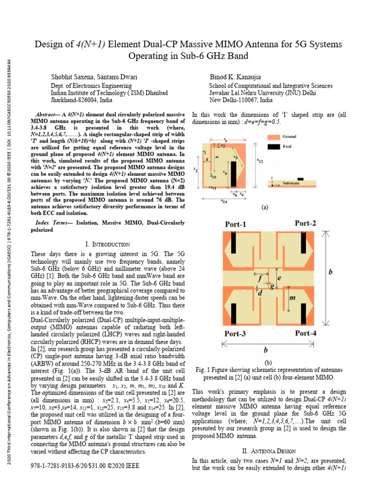 Design of 4 (N+1) Element Dual-CP Massive MIMO Antenna For 5G Systems ...