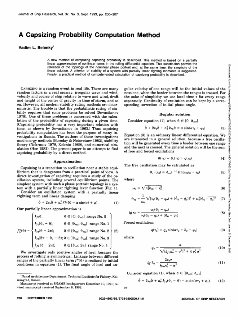 Capsizing Probability Computation Method | PDF | Exponential Function | Fourier Transform