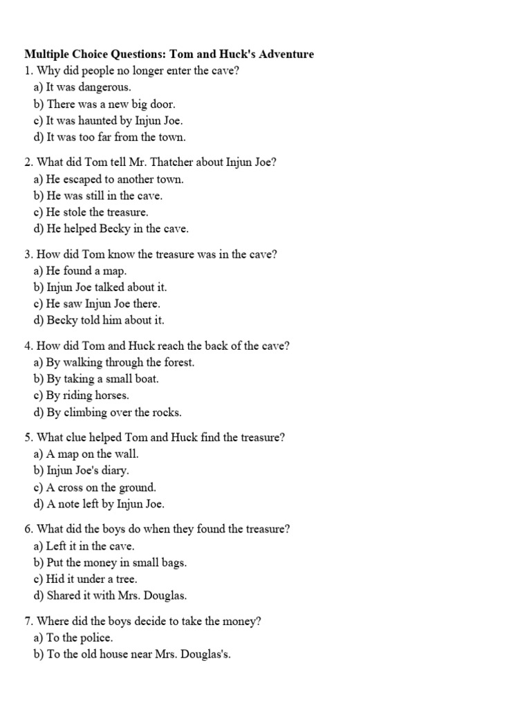 12-13 Chapters Tom Questions | PDF