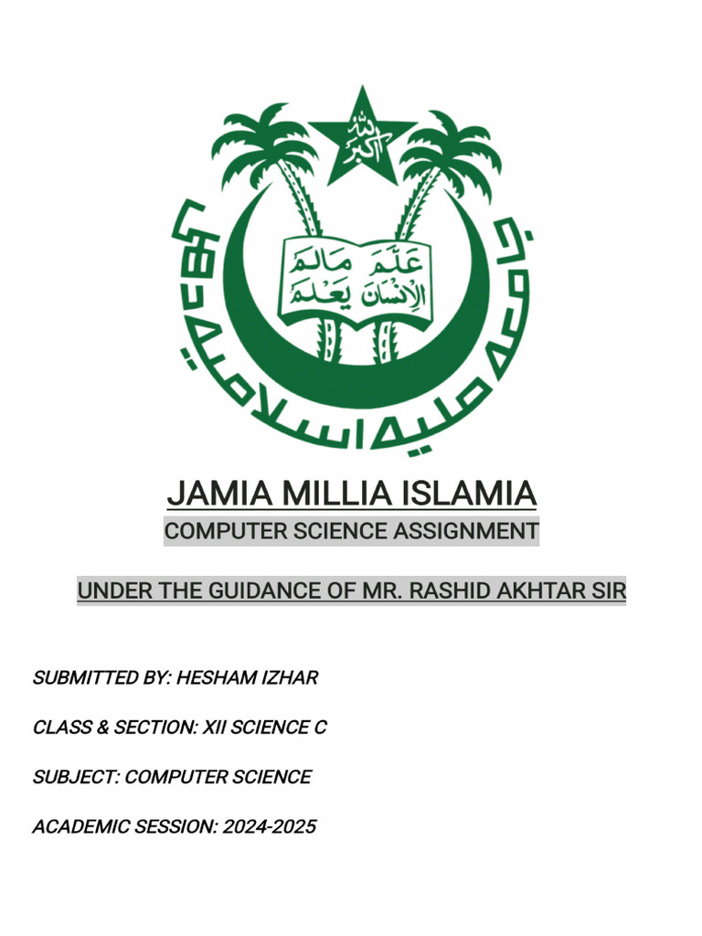 Hesham's CS Assignment | PDF