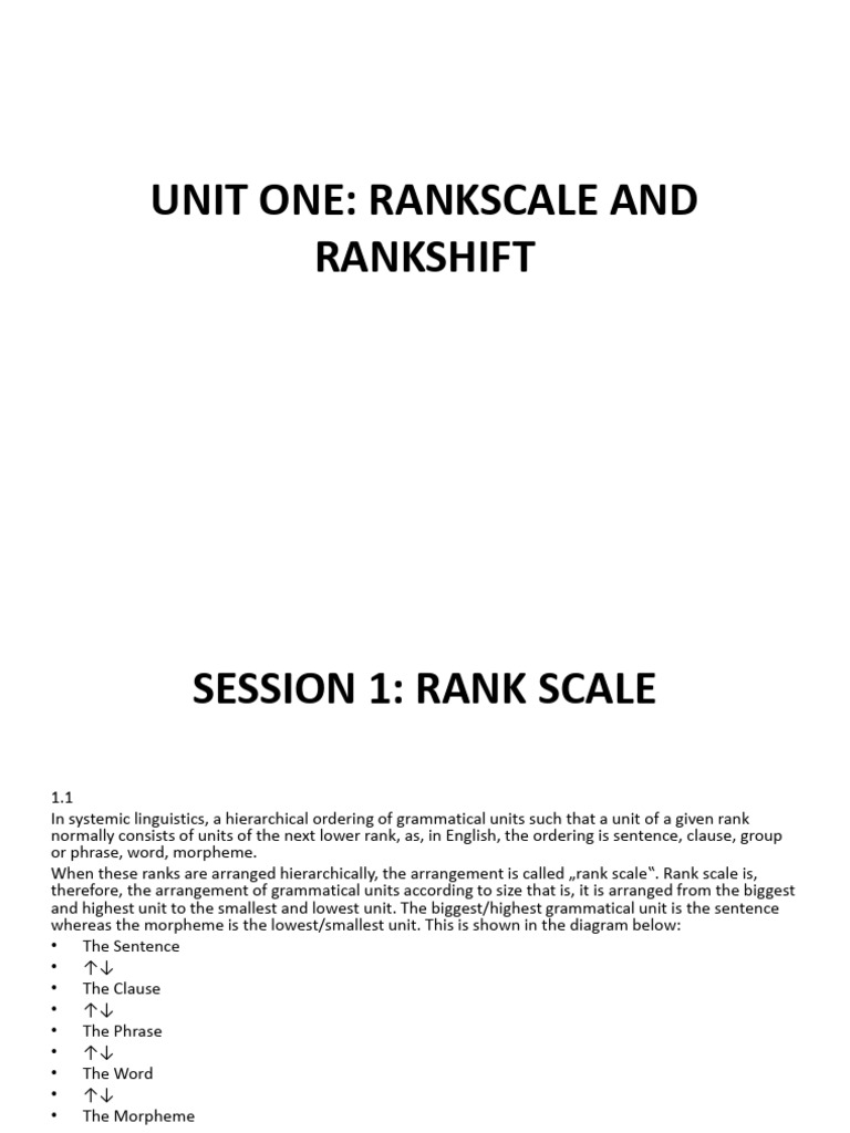 Understanding Rank Scale in Linguistics | PDF | Verb | Clause