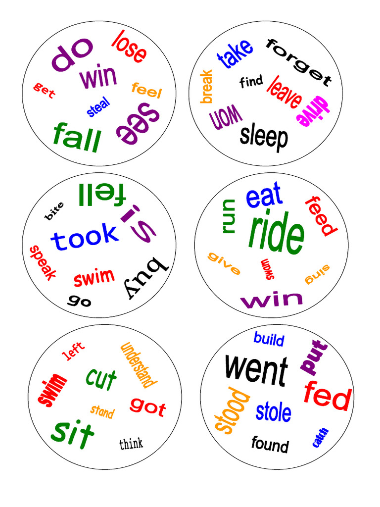 Dobble Irregular Verbs A Game Fun Activities Games Games Grammar Drills ...