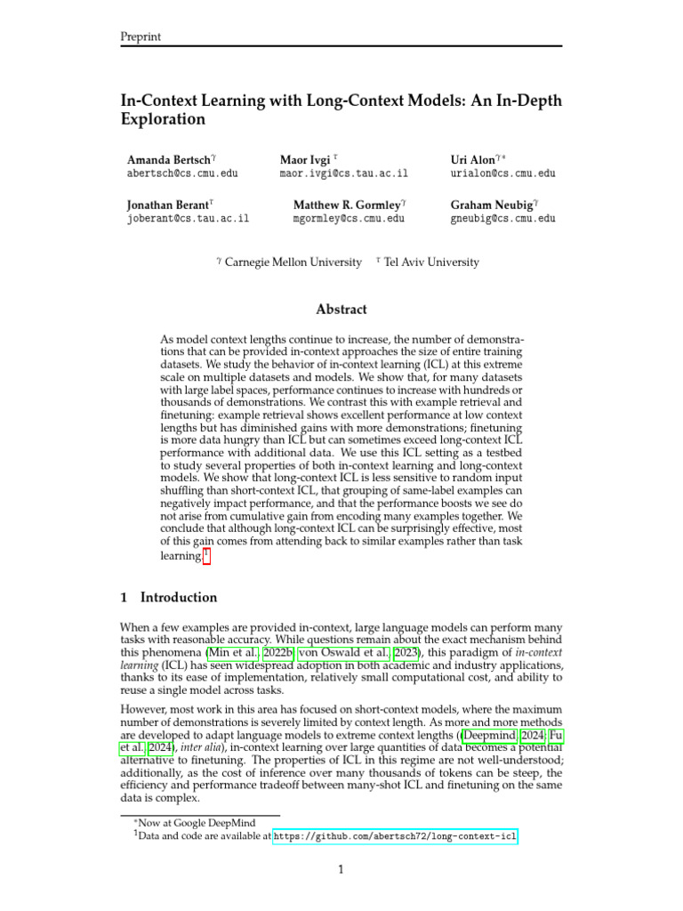 Long-Context Learning Insights | PDF | Accuracy And Precision ...