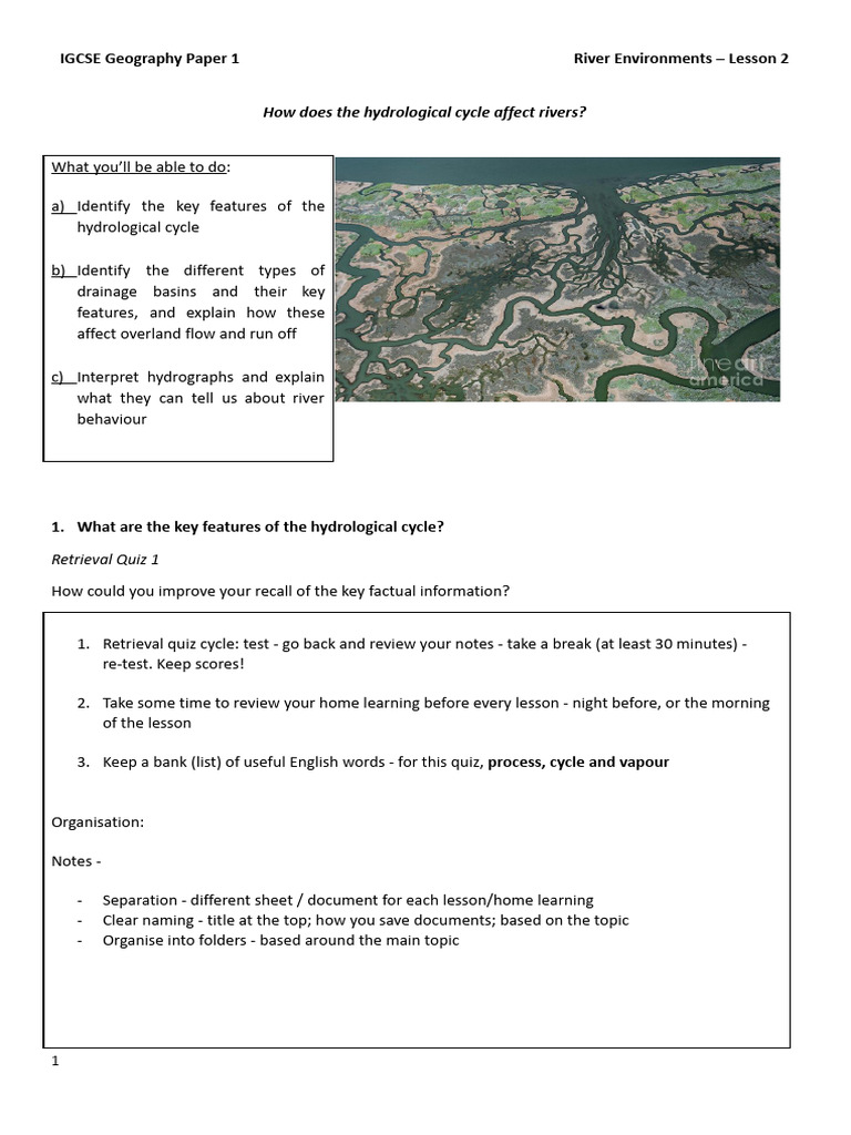 Lesson 2 - Hydrological Cycle | PDF | River | Drainage Basin