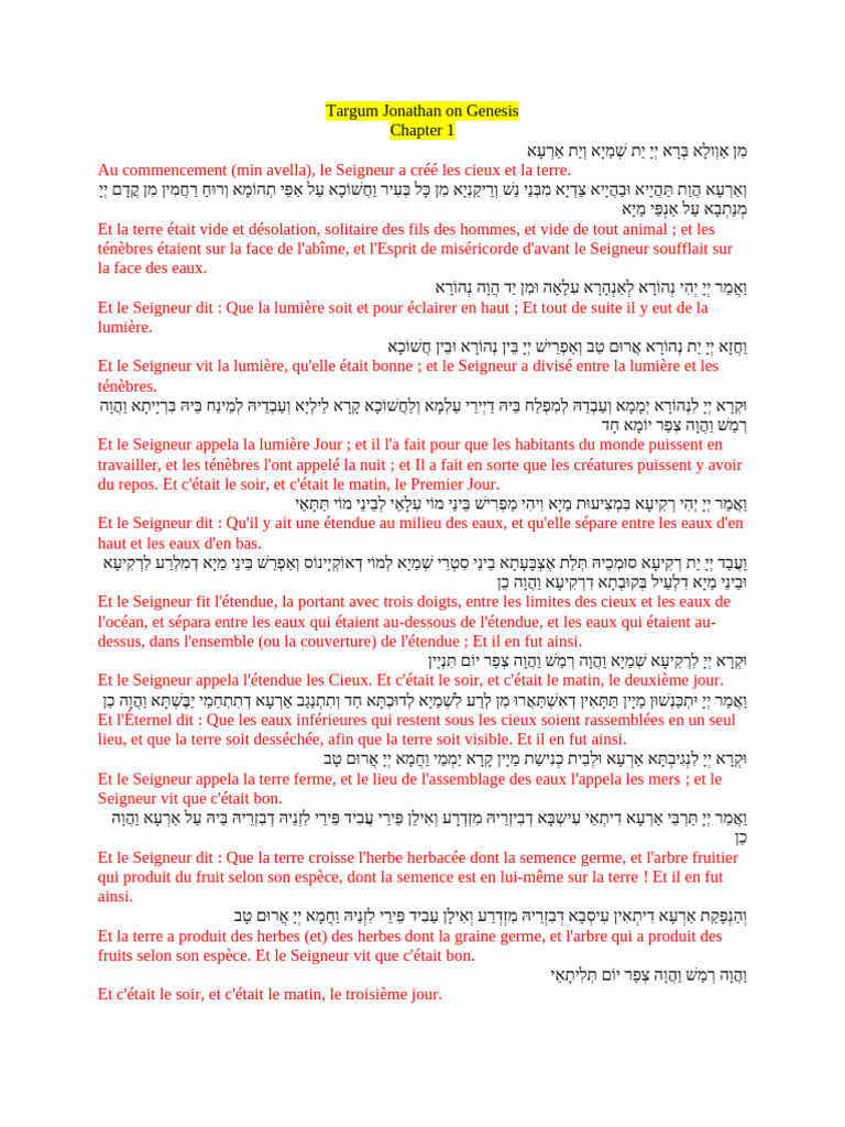 Targum Jonathan On Genesis | PDF