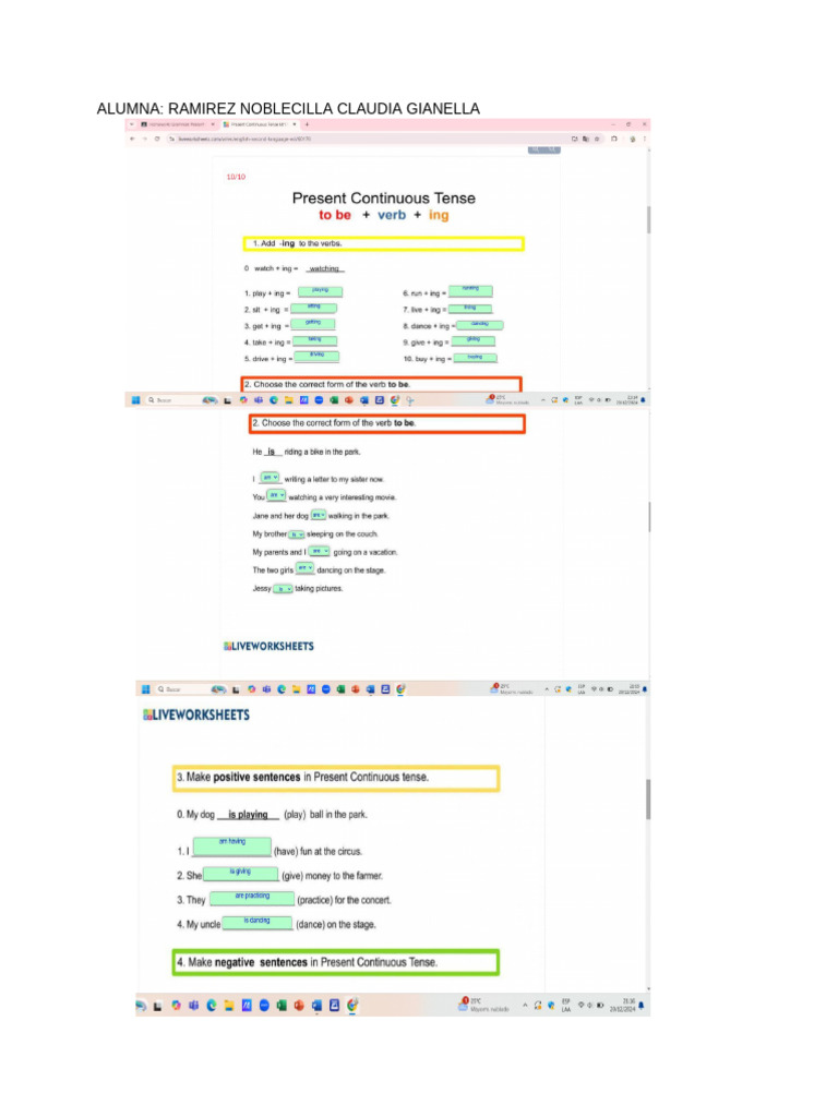 Present Continuous Tense | PDF
