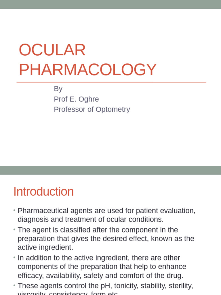1. Gen Princioles of Ocular Pharmacol Oghre | PDF | Autonomic Nervous ...
