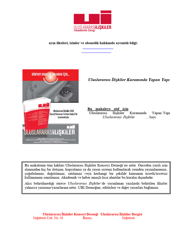 Uluslararas Li Kiler Kuram Nda Yapan-Yap Sorunu[#462435]-540011 | PDF