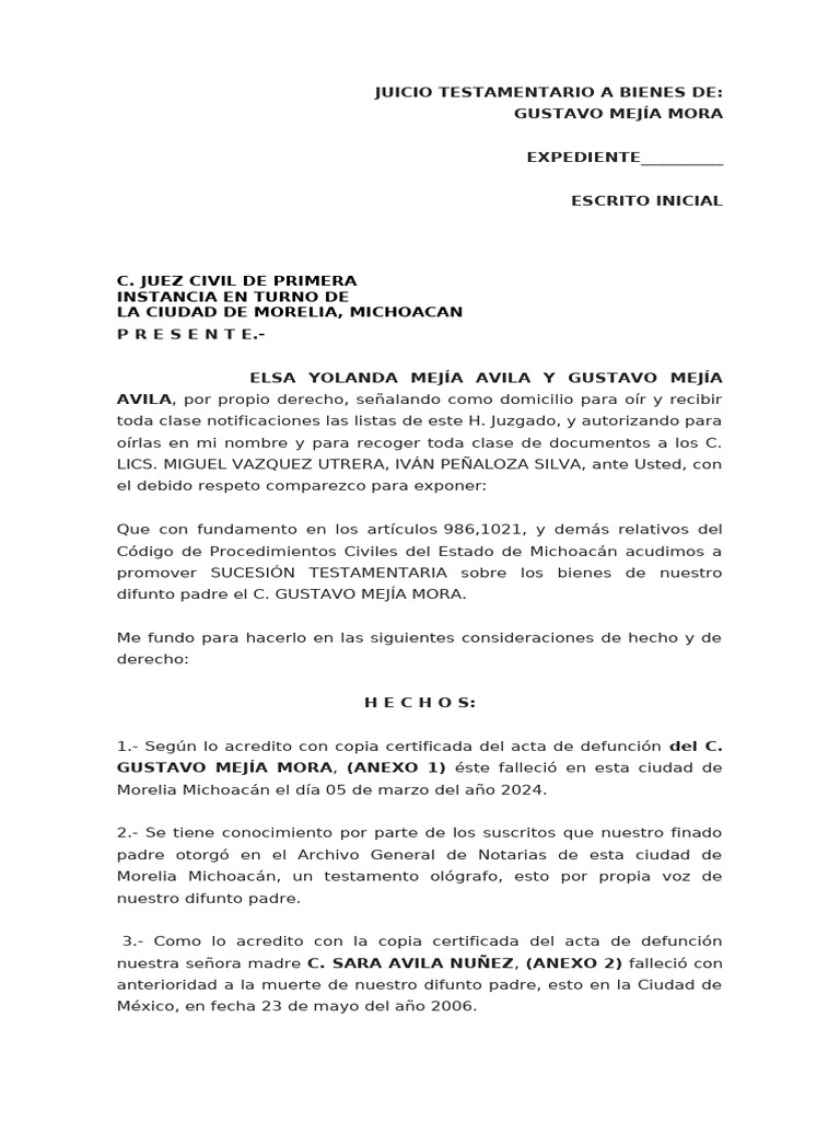 Juicio Testamentario A Pdf Derecho Civil Common Law Ley Común