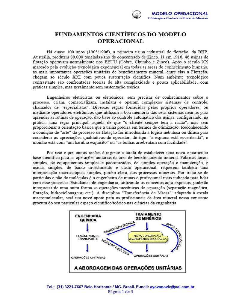 Modelo Operacional em Processos Minerais | PDF | Engenharia | Química
