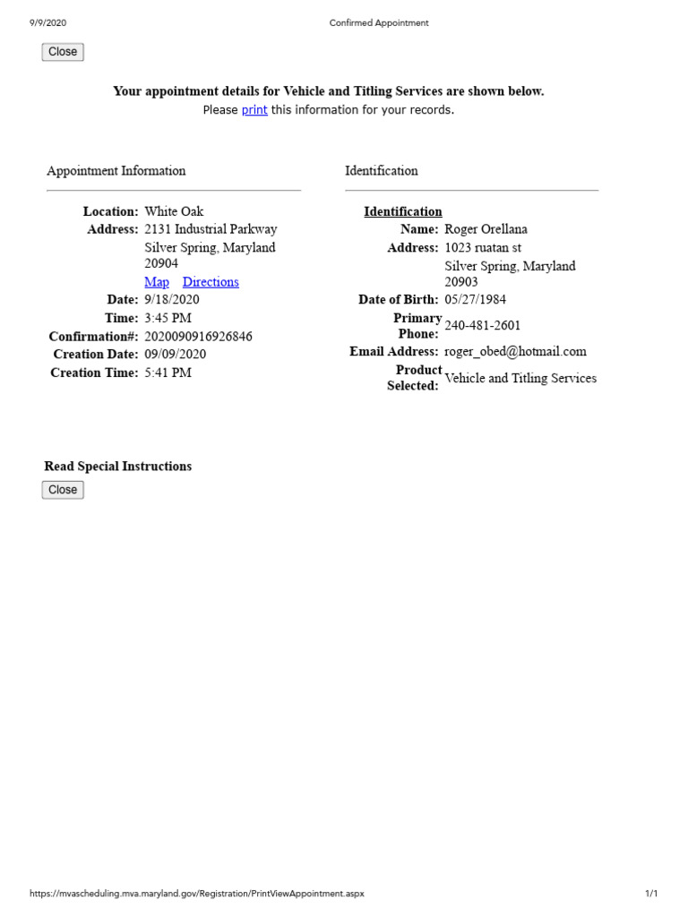 Confirmed Appointment | PDF