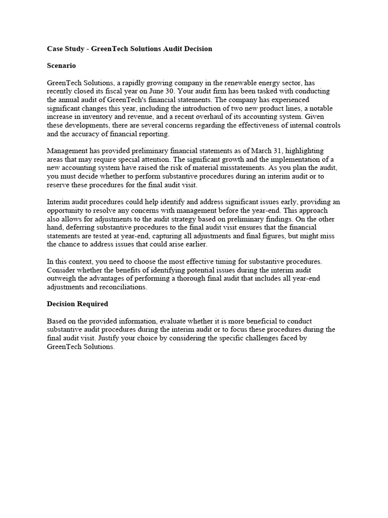 Case Study Audit Planning 1 | PDF | Audit | Business