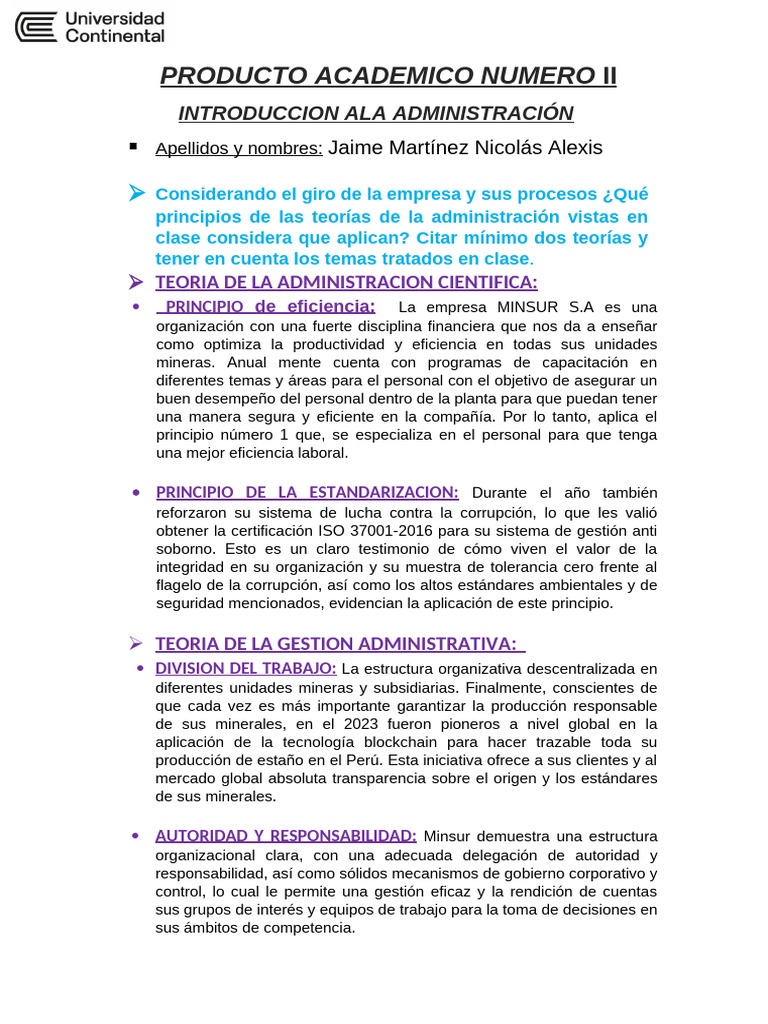 PRODUCTO ACADEMICO 2 DE INTRODUCCION ALA ADMINISTRACION | PDF | Business | Minería