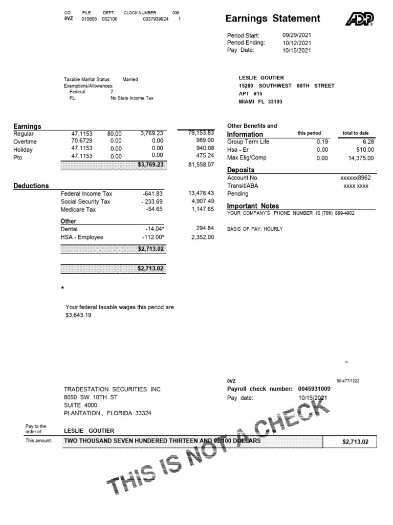 ADP Pay Stub | PDF | Payroll | Economies
