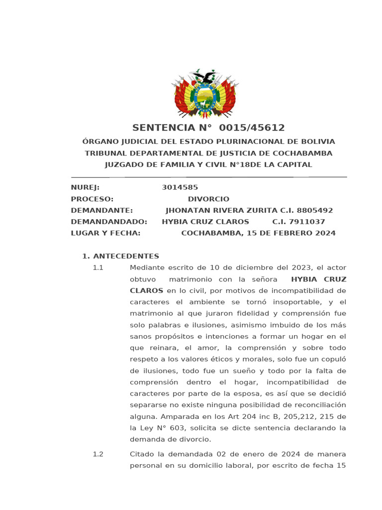 MODELO No79 Sentencia-Homicidio y Lesiones Leves | PDF | Divorcio | Matrimonio