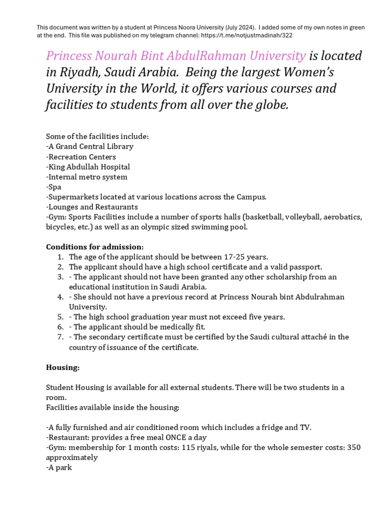 Princess Nourah University For Sisters in Riyadh | PDF