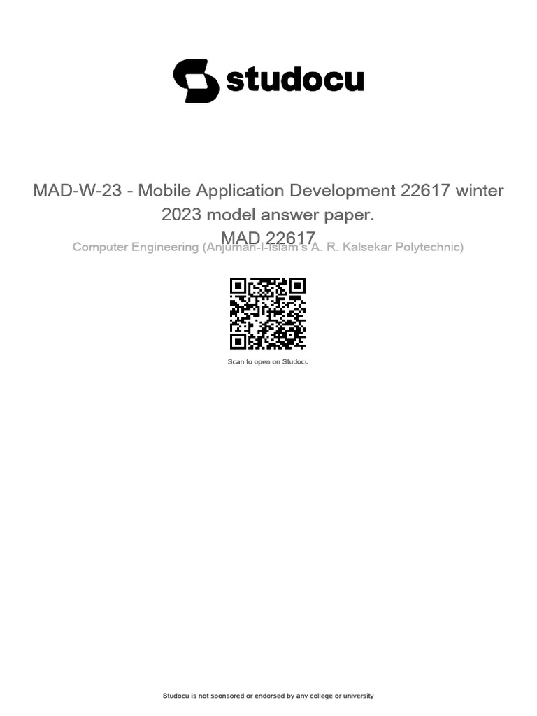 MAD 22617 Winter 2023 Model Answers | PDF | Android (Operating System) | Mobile App