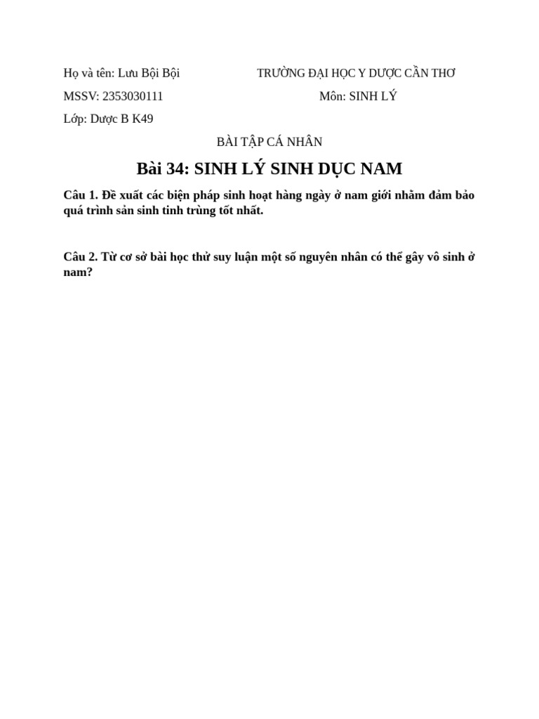b34 Sinh Lý Sinh D C Nam (Cá Nhân) | PDF