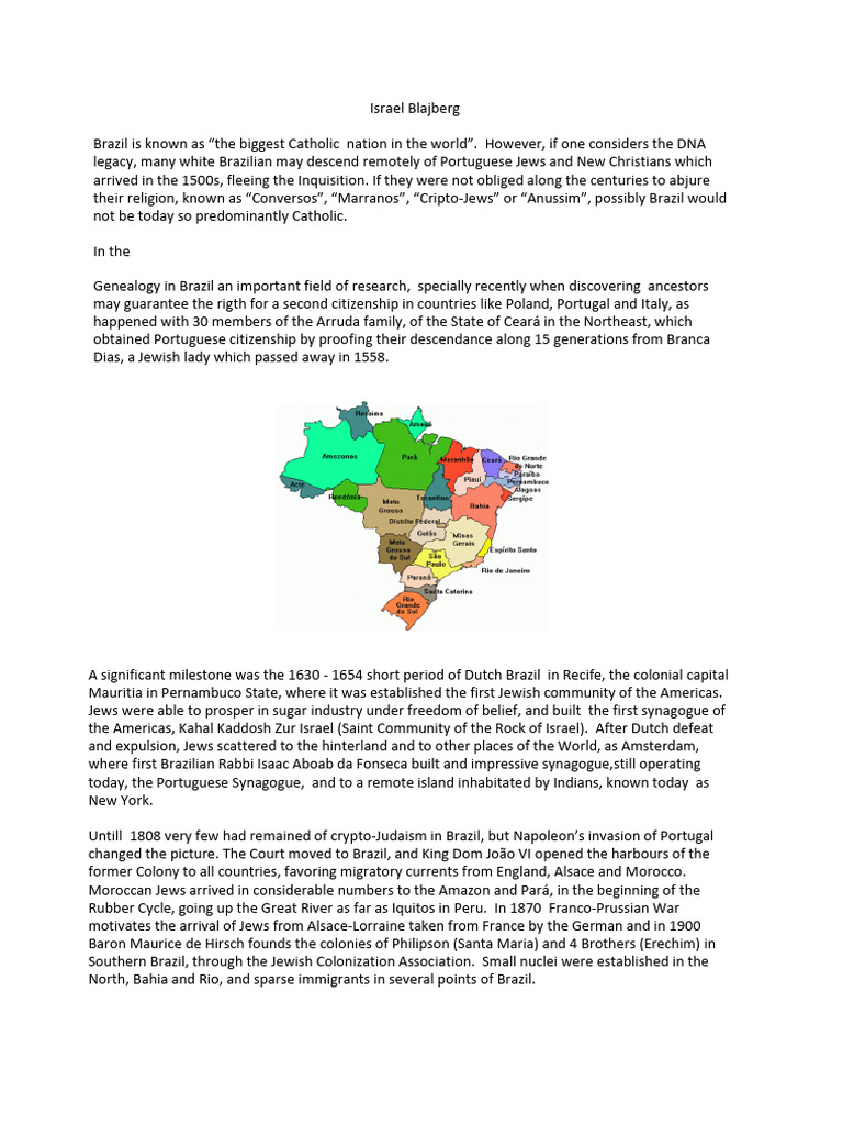 Brazil and Jewish Genealogy | PDF | Brazil | Jews And Judaism