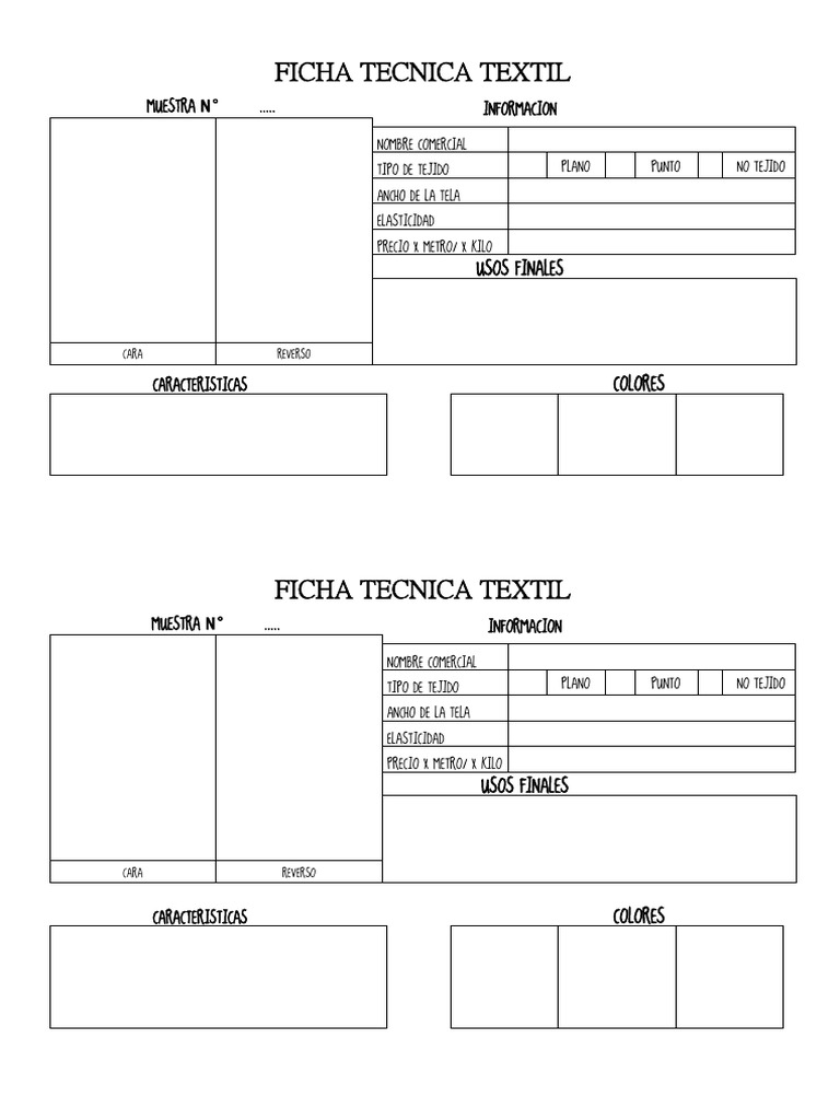 Ficha Técnica Textil Oficio | PDF