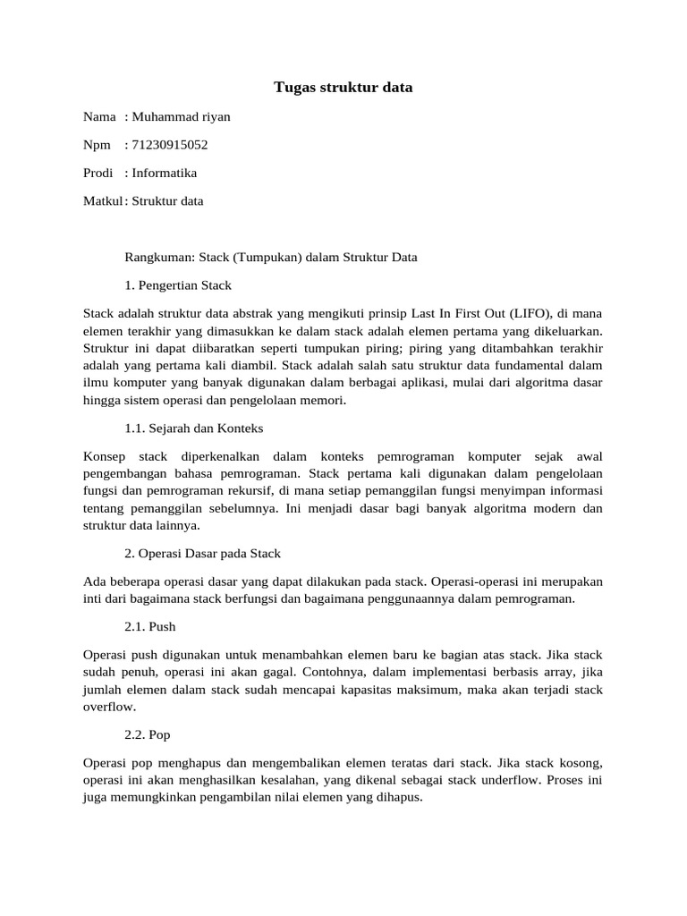 Tugas Struktur Data Stack | PDF