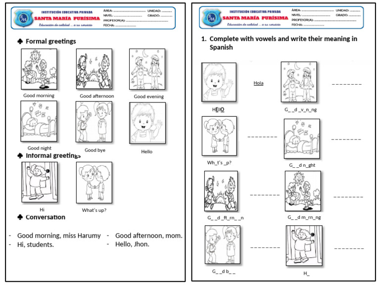 1.worksheet Greetings | PDF