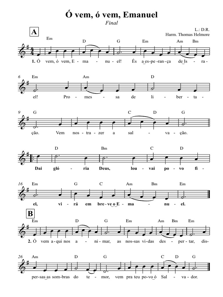 Ó Vem, Ó Vem, Emanuel - Partitura Completa | PDF
