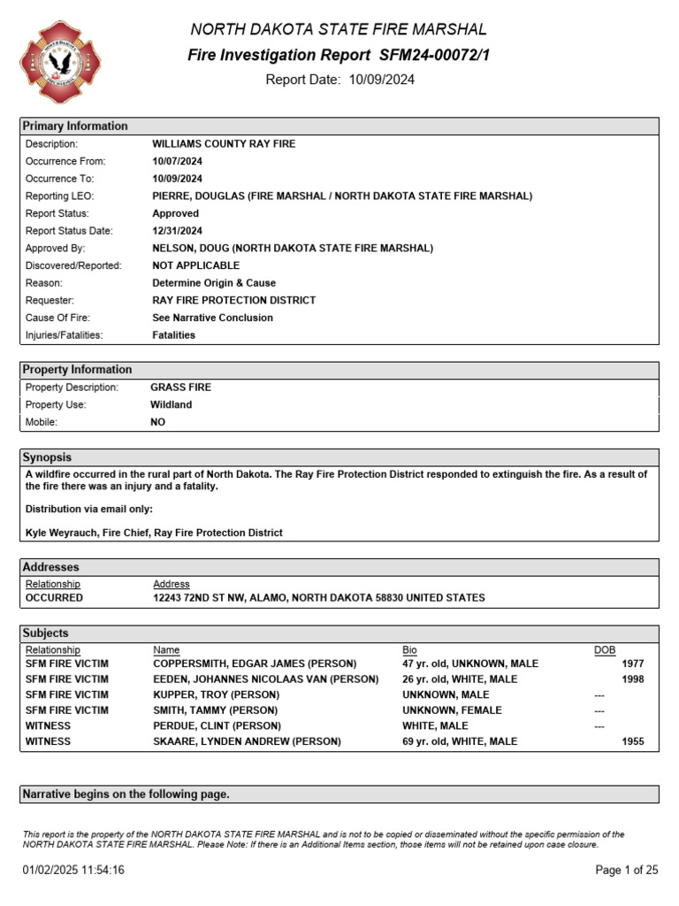 CaseReport_SFM24-00072_1_Redacted (1) | PDF | Fires | Wildfire