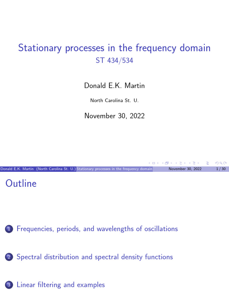 Frequency Domain Analysis of Stationary Processes | PDF | Spectral ...