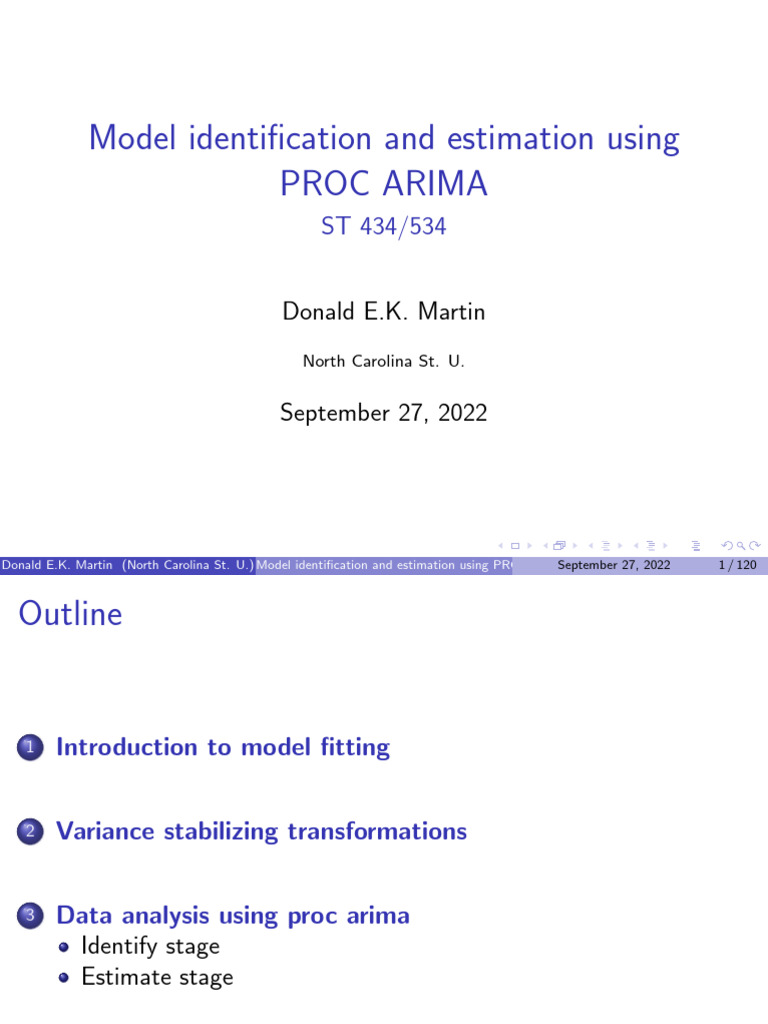 PROC ARIMA Model Identification Guide | PDF | Autoregressive Integrated ...