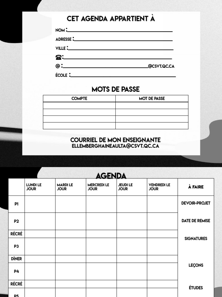 Agenda des élèves 24-25 | PDF